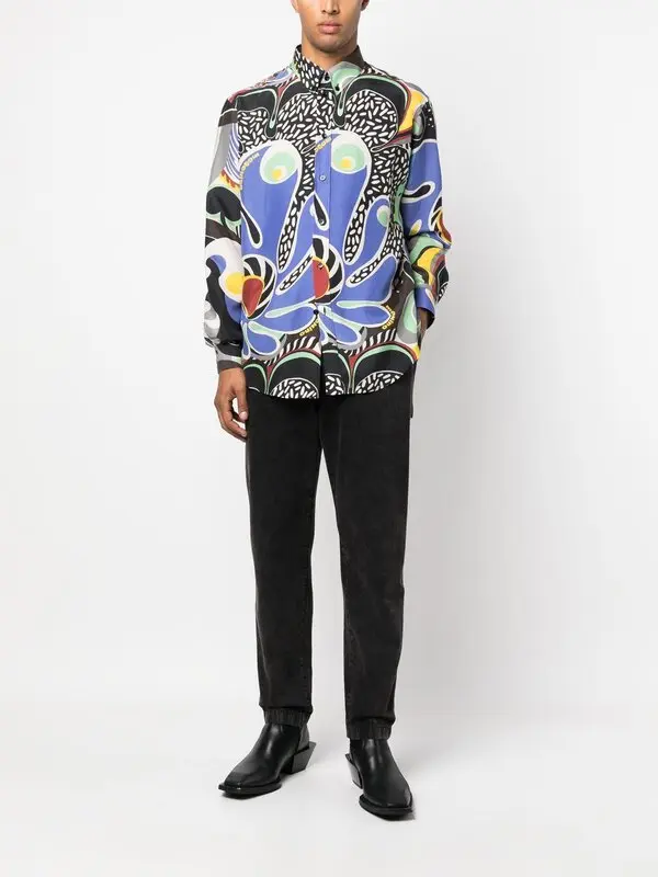 Moschino Graphic-print Button-up Silk Shirt