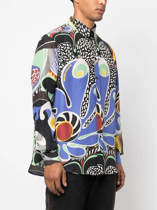 Moschino Graphic-print Button-up Silk Shirt
