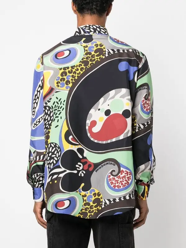 Moschino Graphic-print Button-up Silk Shirt
