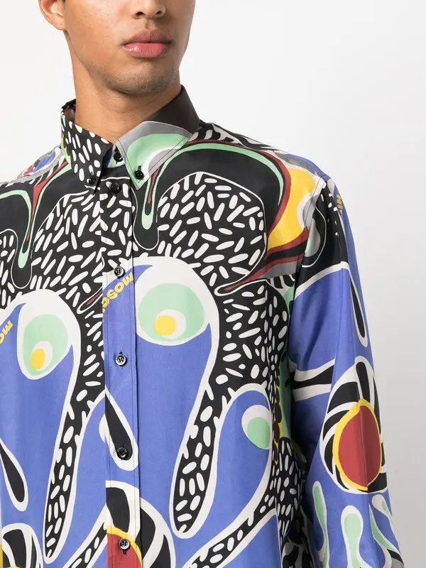 Moschino Graphic-print Button-up Silk Shirt