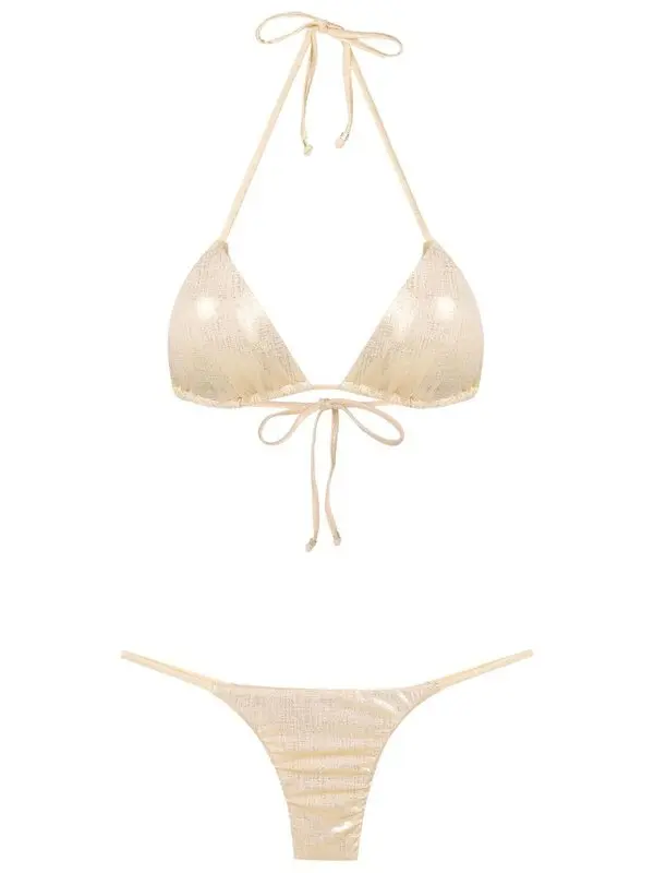 AMIR SLAMA Metallic-effect Halterneck Bikini - Gold