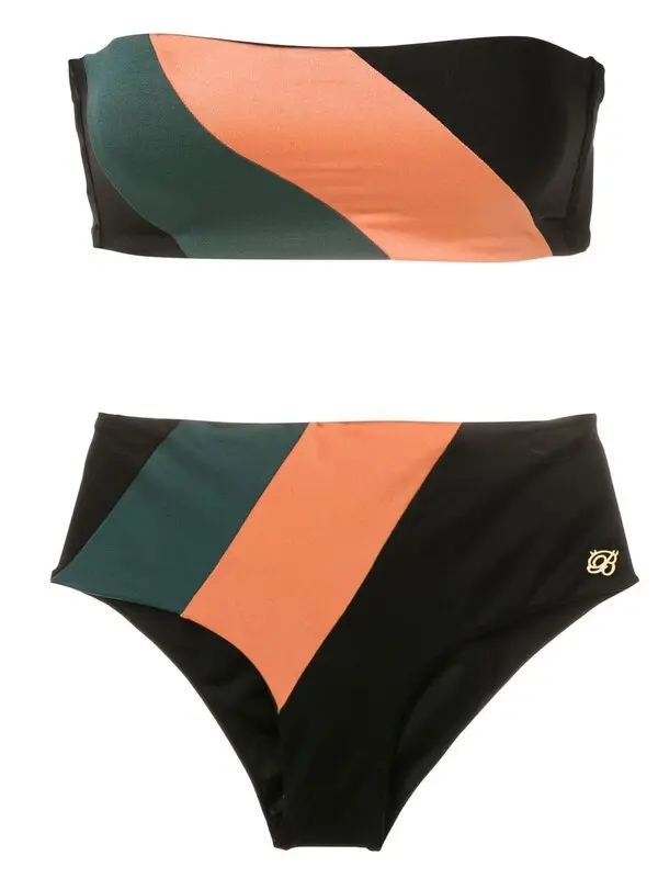 BRIGITTE Name' Diagonal Stripe Print Bikini - Multicolour
