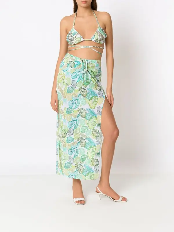 AMIR SLAMA Palm Leaf Print Skirt