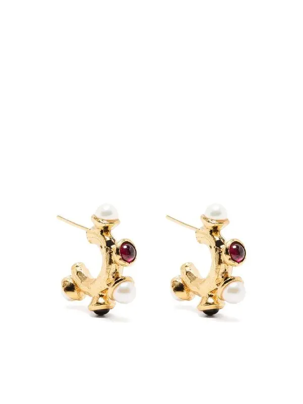 ALIGHIERI The Nocturnal Garnet And Pearl Earrings - Gold