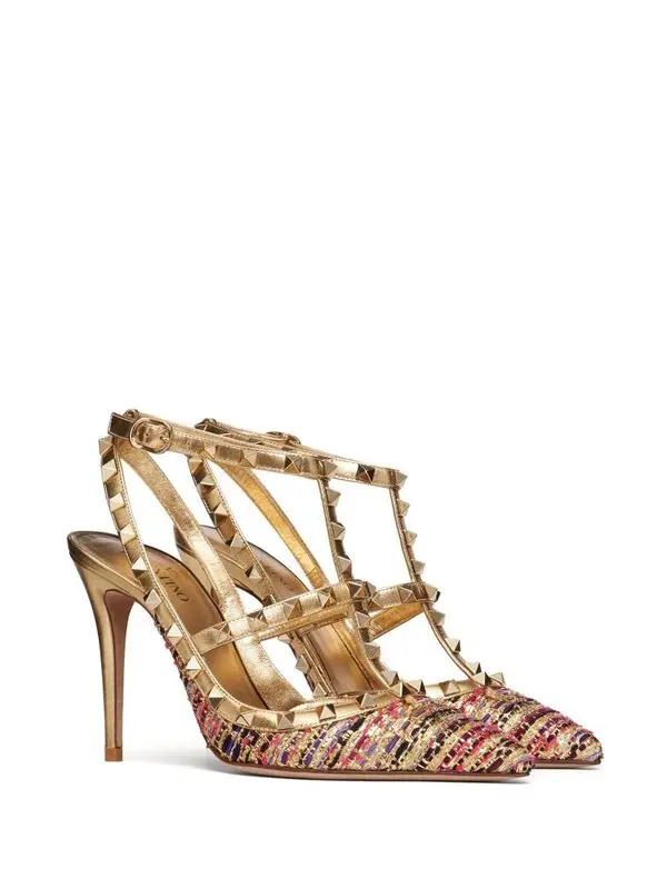 Valentino Garavani Rockstud 100mm Tweed Pumps