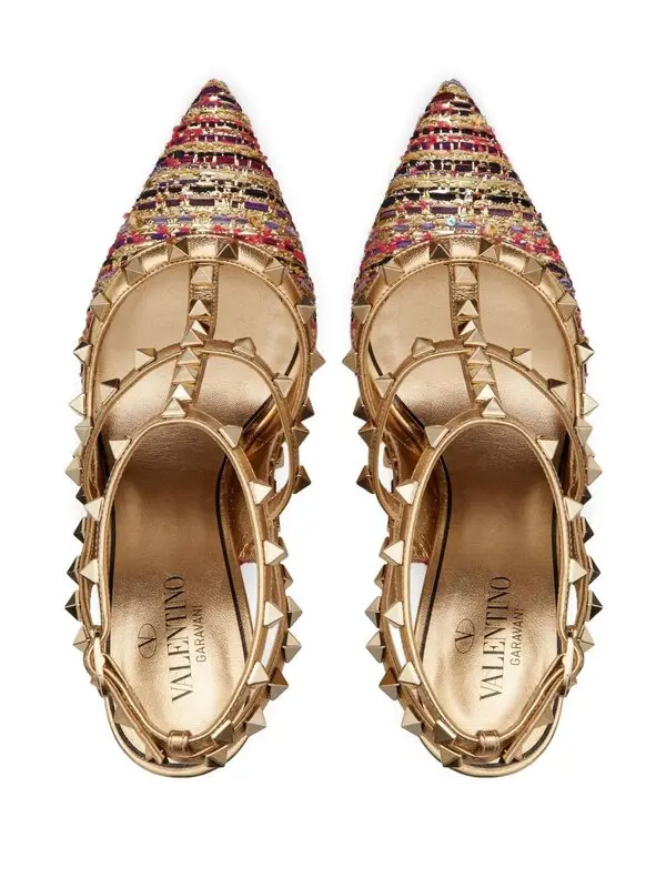 Valentino Garavani Rockstud 100mm Tweed Pumps