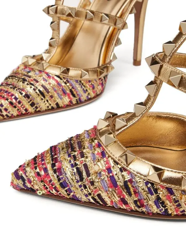 Valentino Garavani Rockstud 100mm Tweed Pumps