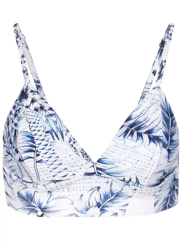 LYGIA & NANNY Palm-tree Print Bralette Top - Blue