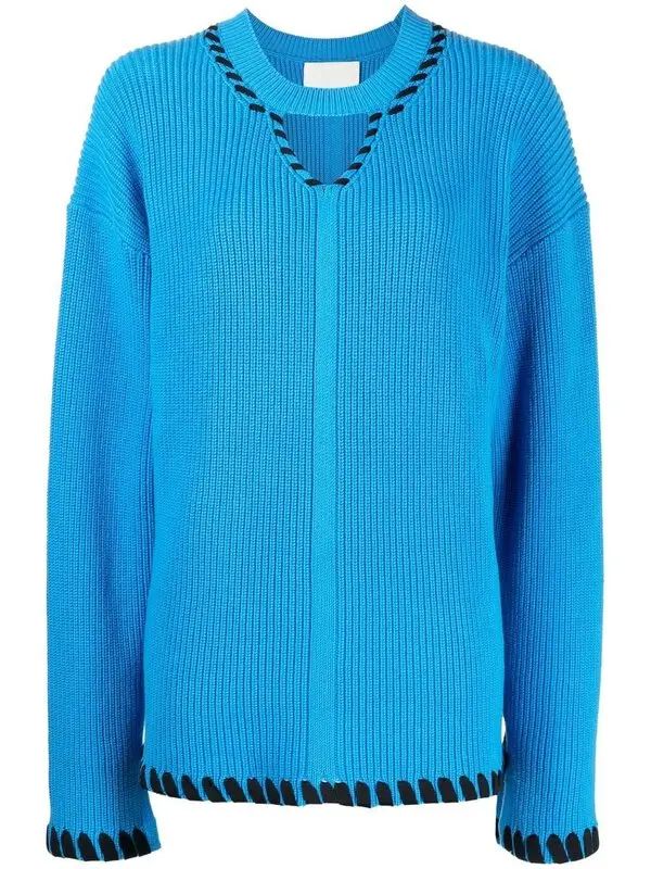 3.1 Phillip Lim Ribbed V-neck Jumper With Cut-out Detail