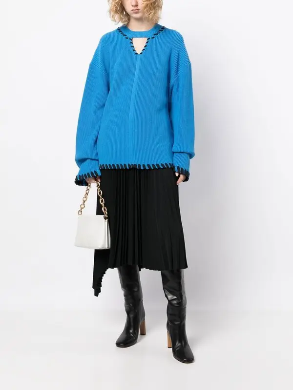 3.1 Phillip Lim Ribbed V-neck Jumper With Cut-out Detail