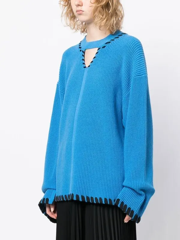 3.1 Phillip Lim Ribbed V-neck Jumper With Cut-out Detail