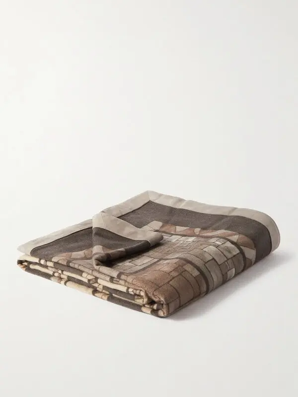 Loro Piana Suede-trimmed Printed Cashmere Blanket - Multi
