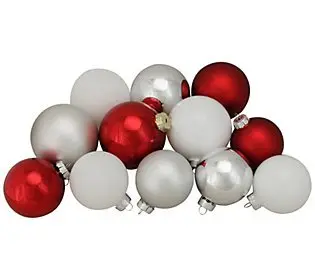 NORTHLIGHT 72ct Red, Silver & White Glass Ornam Ents 3.25-4 - One-color
