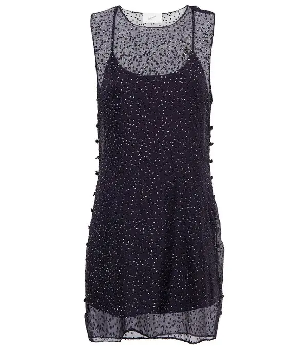 Coperni Embellished Sheer Silk Minidress