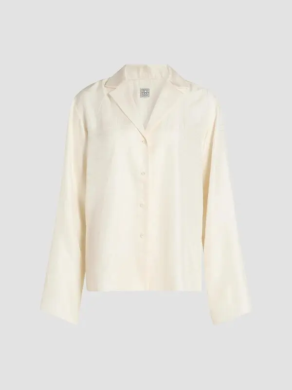 TOTEME Logo Stitch Silk Top - Cream