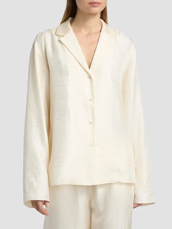 TOTEME Logo Stitch Silk Top - Cream