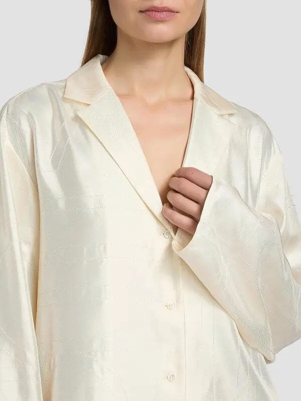 TOTEME Logo Stitch Silk Top - Cream