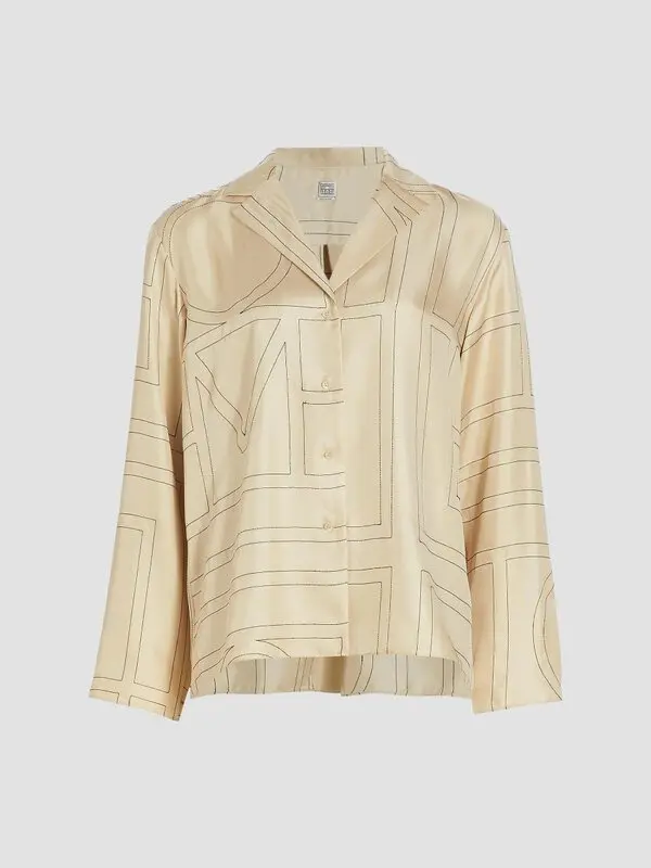 TOTEME Logo Stitch Silk Top - Ivory Monogram