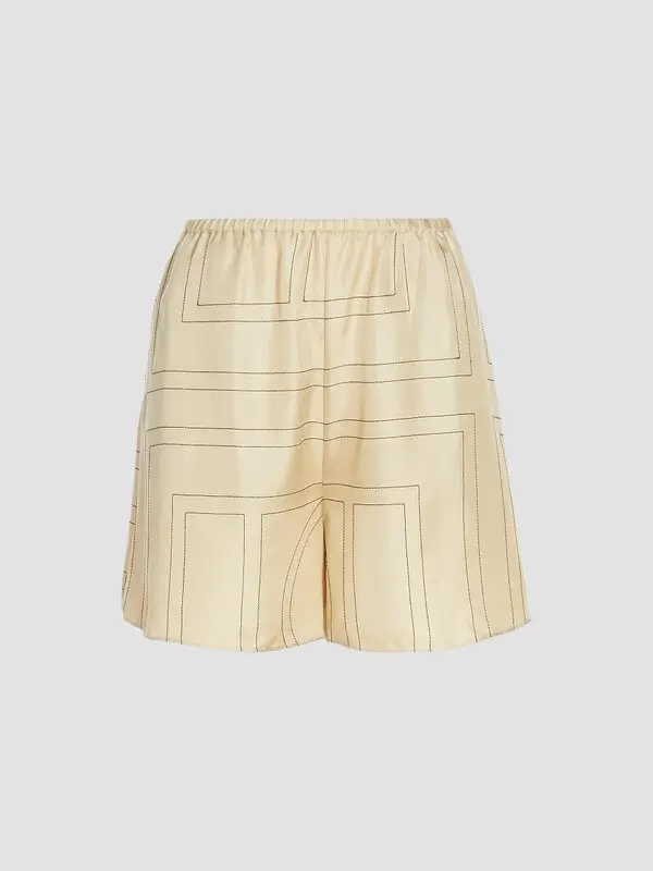 TOTEME Silk Stitched-logo Shorts - Ivory Monogram