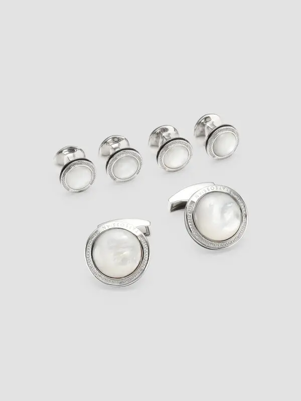 Tateossian Six-piece Round Shirt Studs And Cufflinks Set - Silver