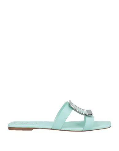 ROGER VIVIER Leather Slide Sandals - Turquoise