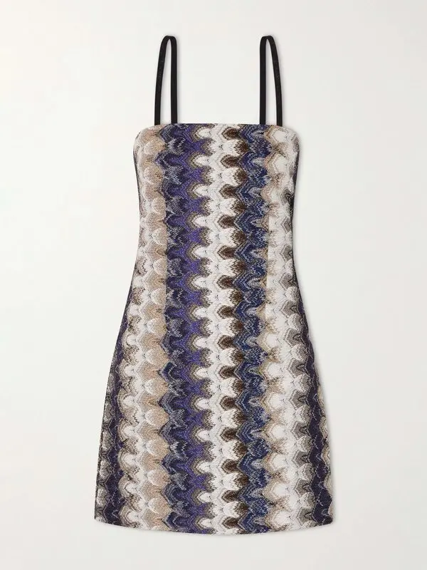 Missoni Striped Crochet-knit Mini Dress - Brown