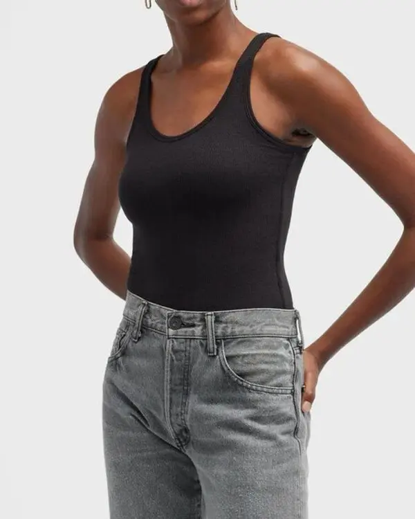 ATM Anthony Thomas Melillo Modal Rib V-neck Tank Bodysuit - Black