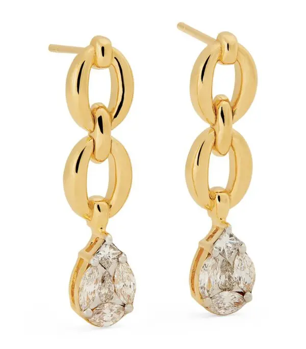 NADINE AYSOY Yellow And Diamond Catena Earrings