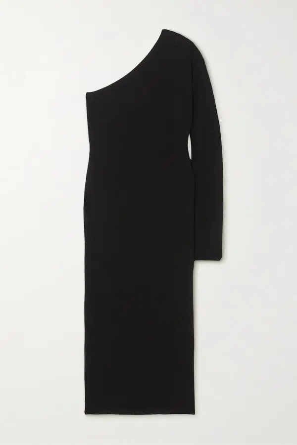 The Frankie Shop Lina One-Sleeve Knitted Midi Dress In Black - 50% Off |  Editorialist