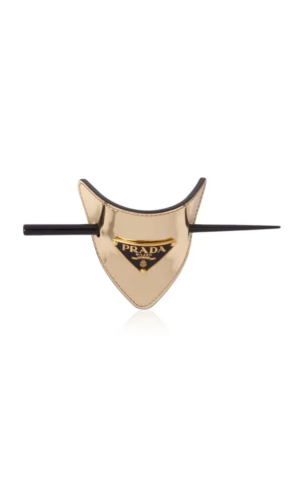 Prada Leather Hair Clip - Gold