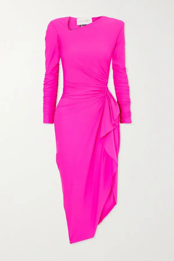 AZ FACTORY X Ester Manas Asymmetrical Cutout Gathered Midi Dress - Pink