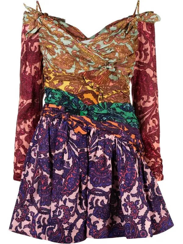Zimmermann Tiggy Bow Paisley-print Minidress - Pink
