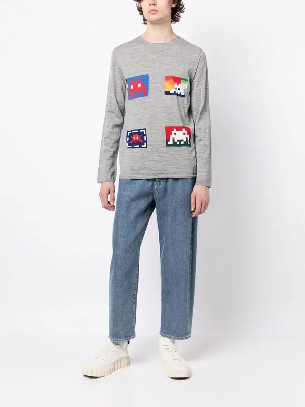 Comme Des Garçons Graphic-print Jumper - Grey
