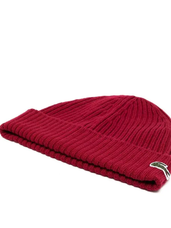Lacoste Ribbed Knit Logo Beanie