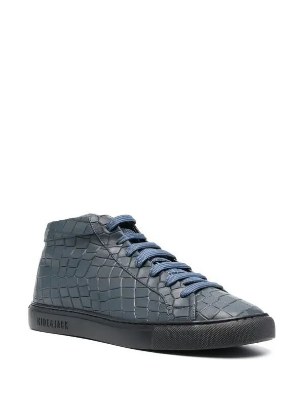 HIDE&JACK Croco-embossed High-top Sneakers - Blue