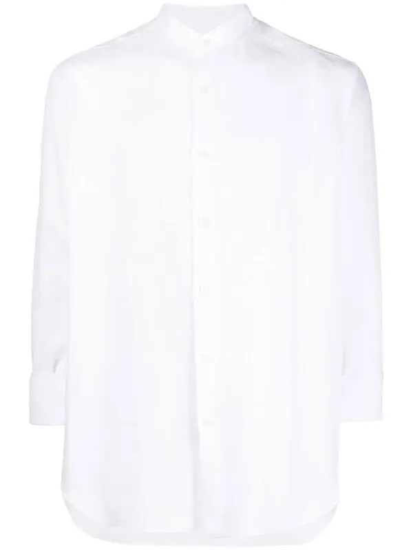 Brioni Band Collar Linen Shirt - White