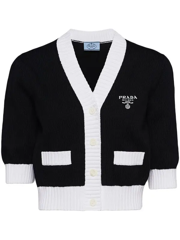 Prada Cropped Cotton Cardigan - Black
