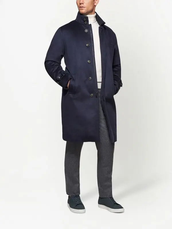 NORWEGIAN WOOL Single-breasted Cashmere Coat - Blue