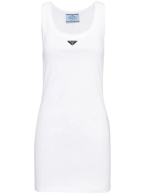 Prada Logo-plaque Ribbed-knit Minidress