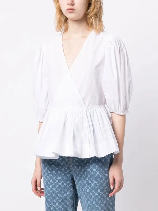 GANNI Organic Cotton Wrap Blouse