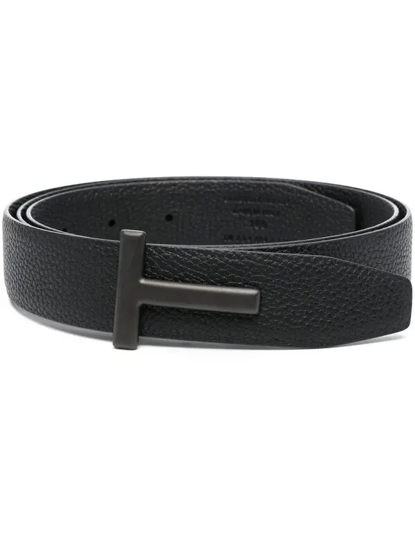 TOM FORD Leather Belt With Logo Buckle - Black