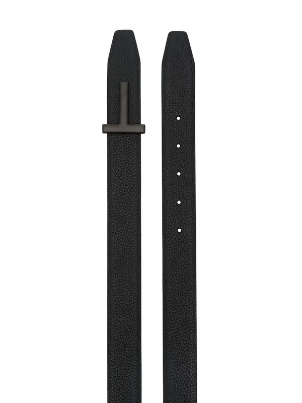 TOM FORD Leather Belt With Logo Buckle - Black