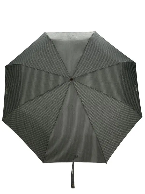 Moschino Pinstriped Logo-print Compact Umbrella - Grey