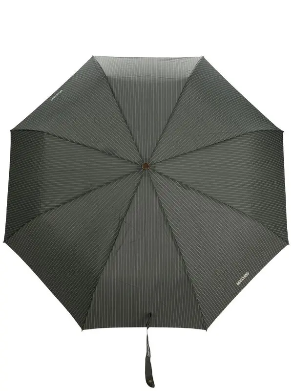 Moschino Pinstriped Logo-print Umbrella - Grey