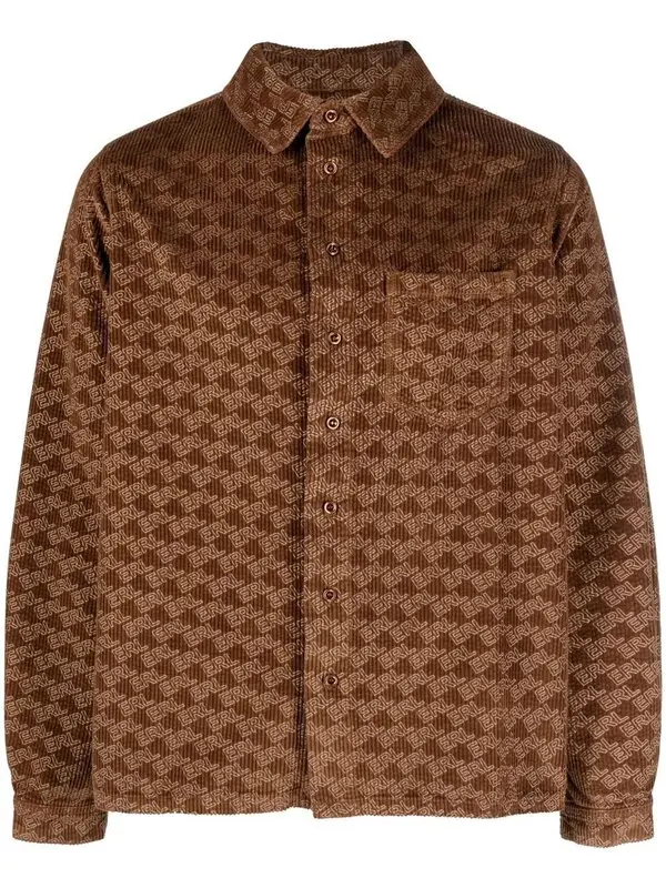 ERL All-over Logo Print Corduroy Shirt - Brown