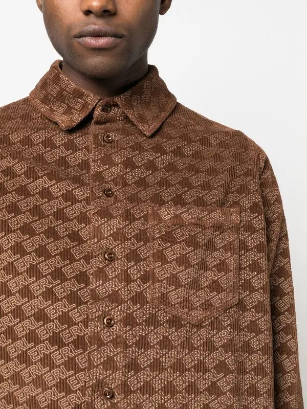 ERL All-over Logo Print Corduroy Shirt