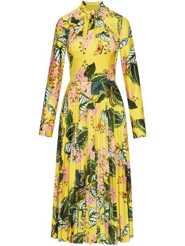 Oscar De La Renta Floral-print Midi Dress