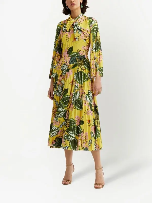 Oscar De La Renta Floral-print Midi Dress