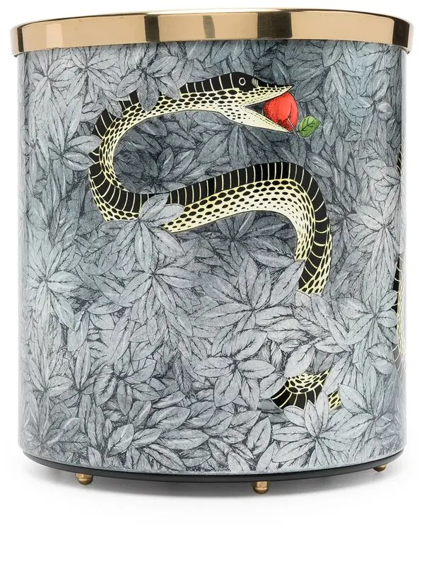 FORNASETTI Snake Print Waste Paper Bin - Grey