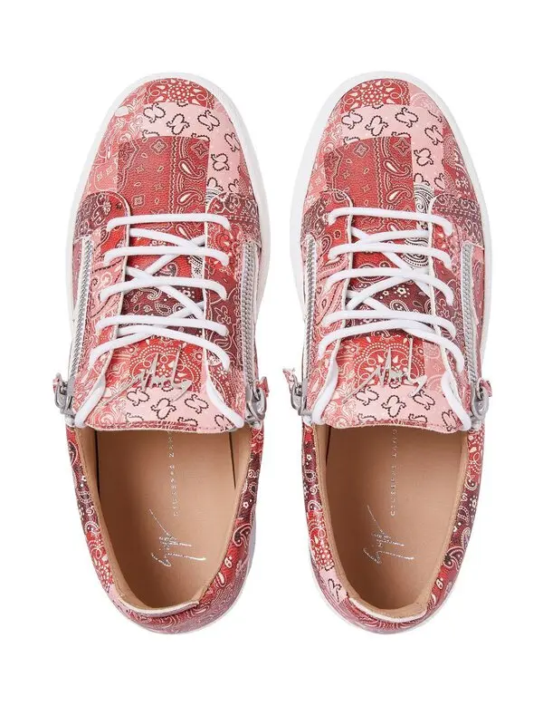 GIUSEPPE ZANOTTI Frankie Double-zip Low-top Sneakers - Red